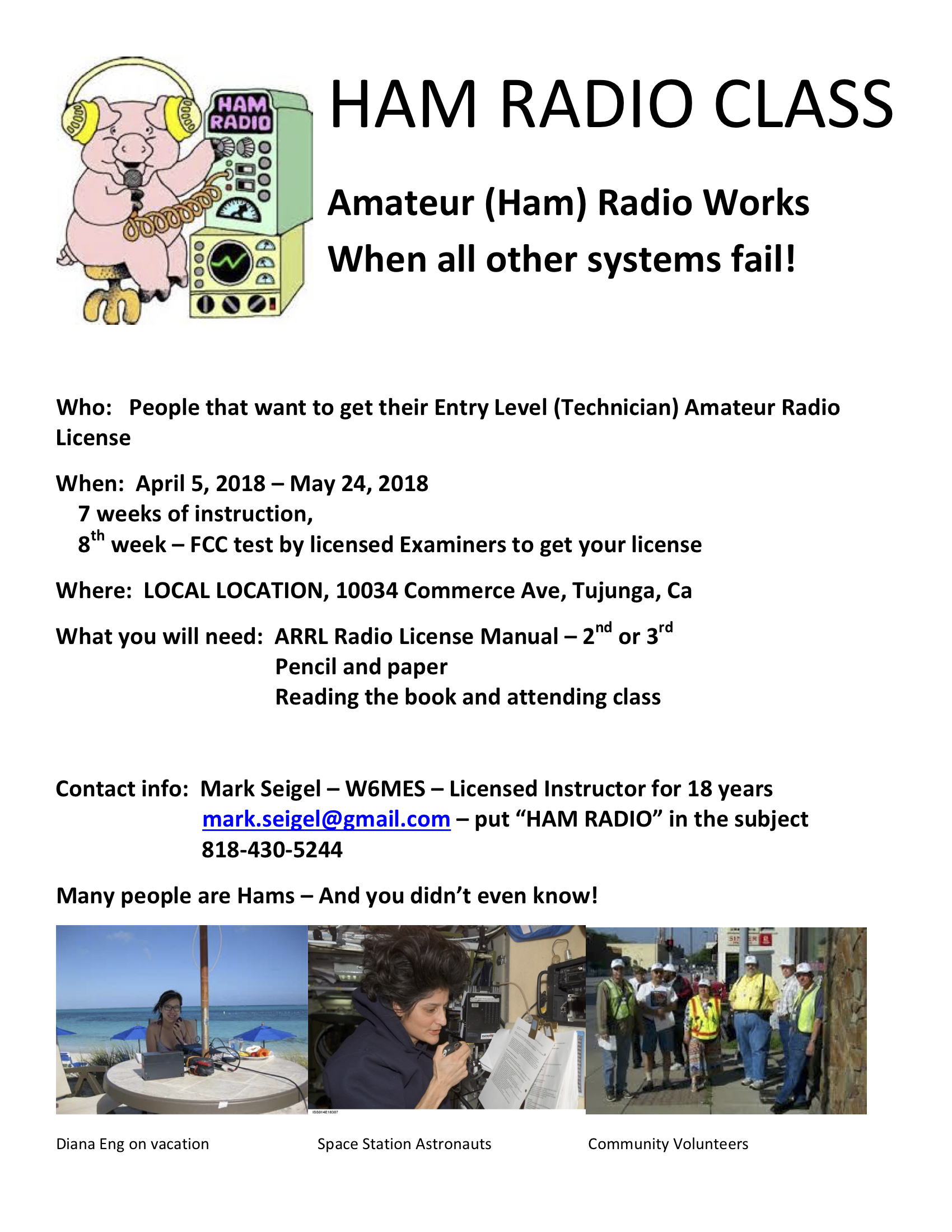 Looking for a Technician License Class? – South Pasadena Amateur Radio Club